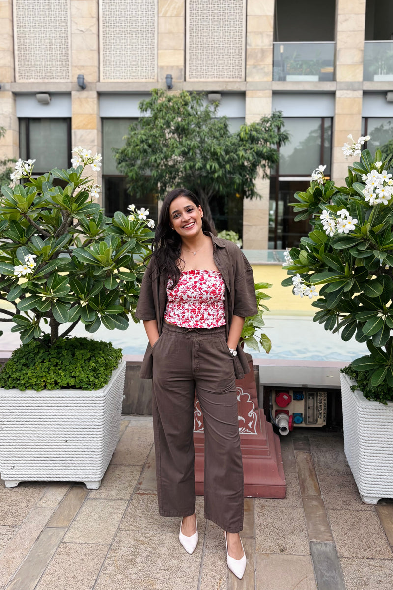 Brown Linen Co-ord with Miami bramisole (3-piece) – KrynandMoey